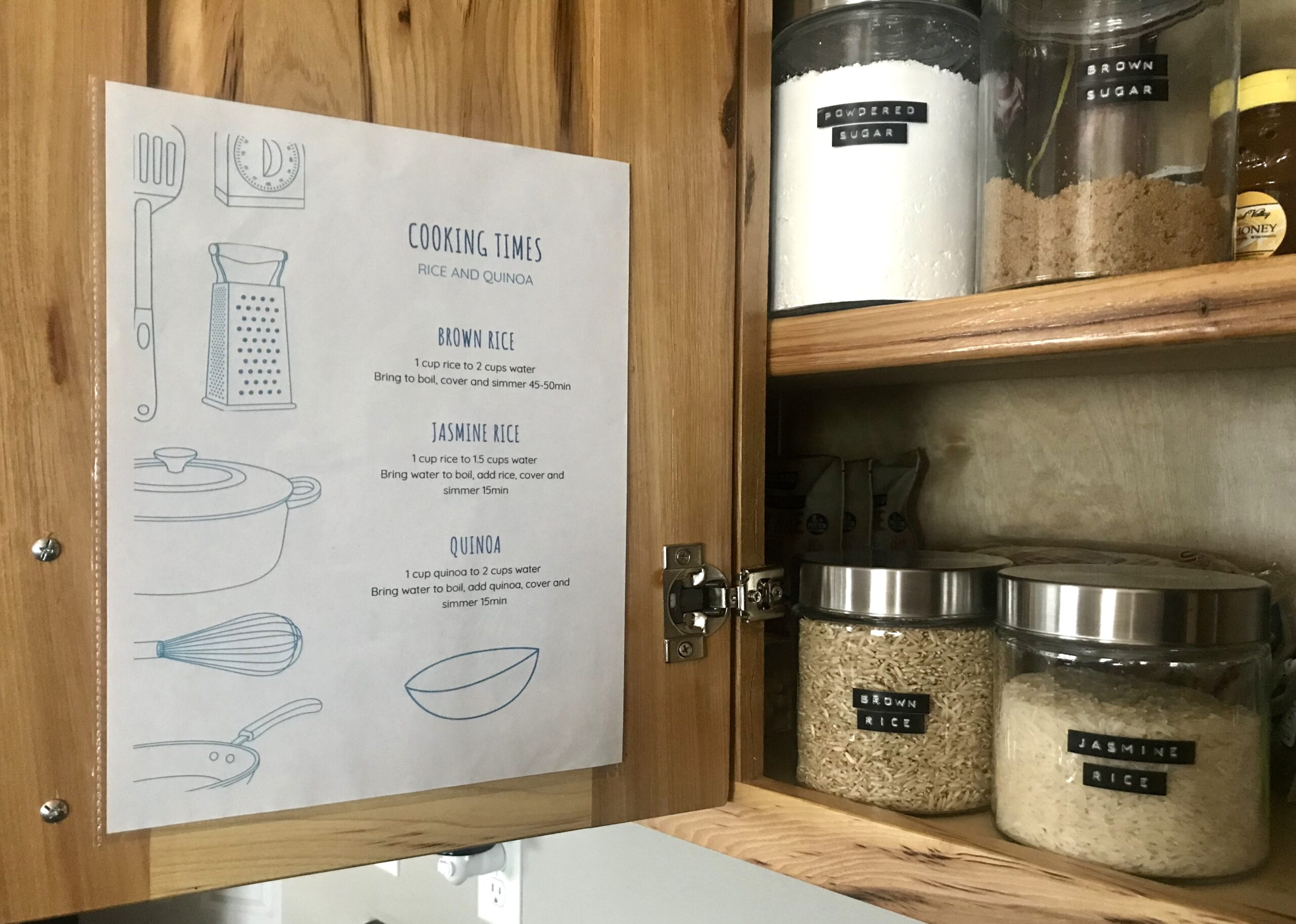 Decanting Pantry Items and Cook Time Cheat Sheet - The Blue Door & More